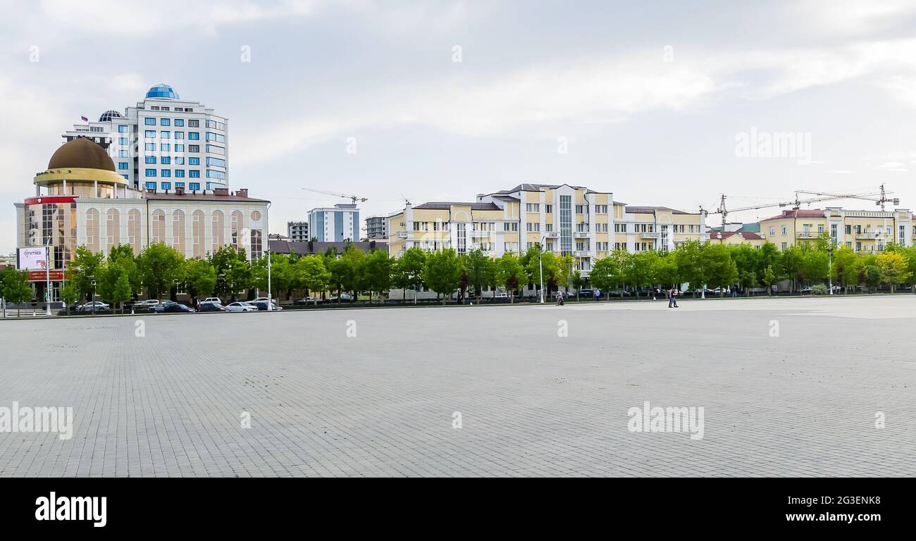 Square of Abubukar Kadyrov in the city center. The building of the ...