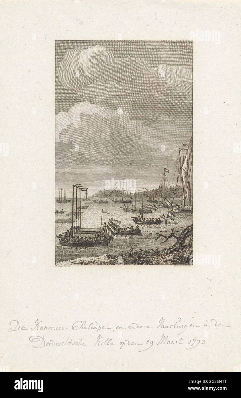 Cannon troops in Dordtsche Kil, 1793. The closure of the Dortsche Kil ...