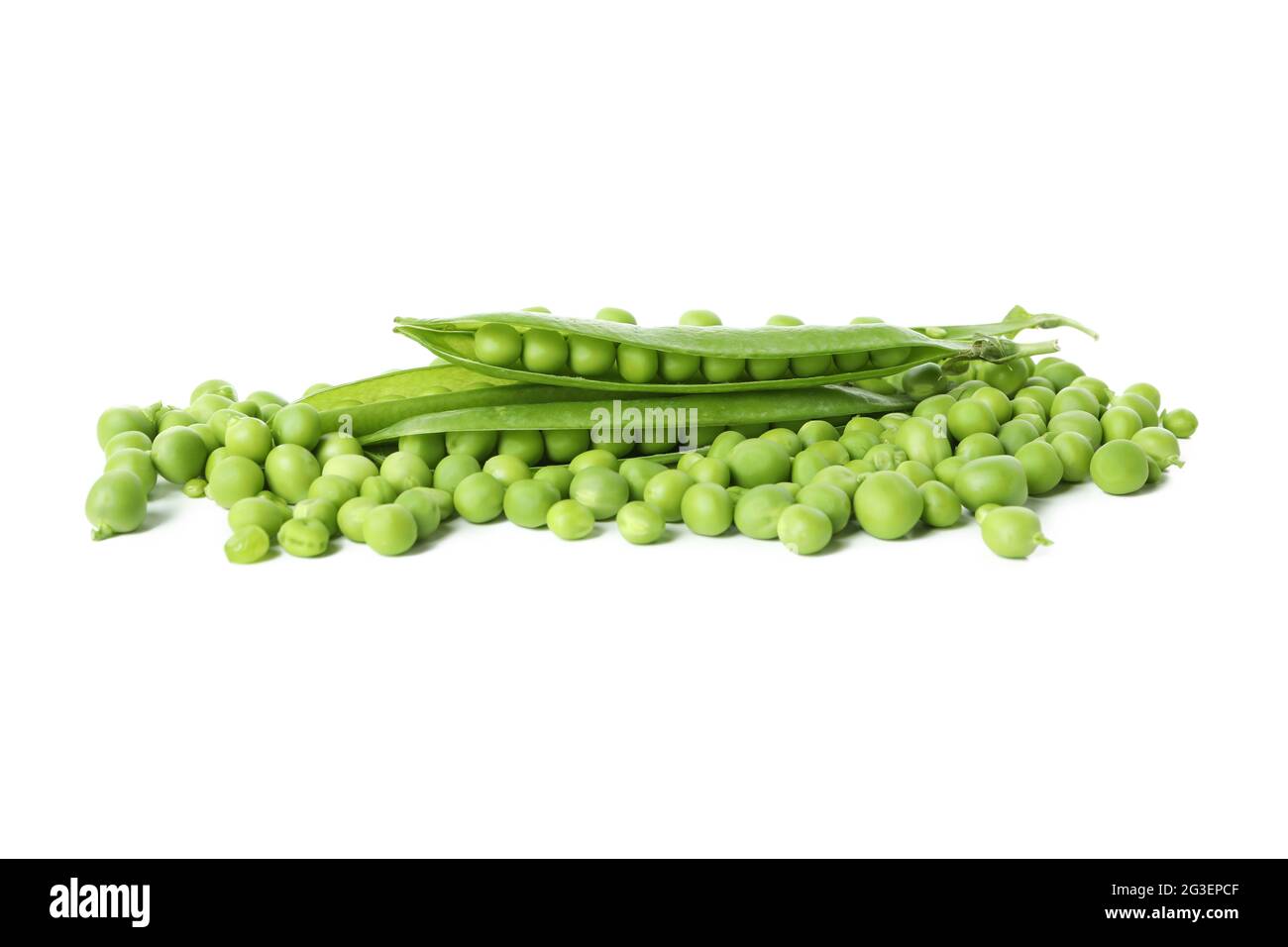 Green pea seeds isolated on white background Stock Photo - Alamy