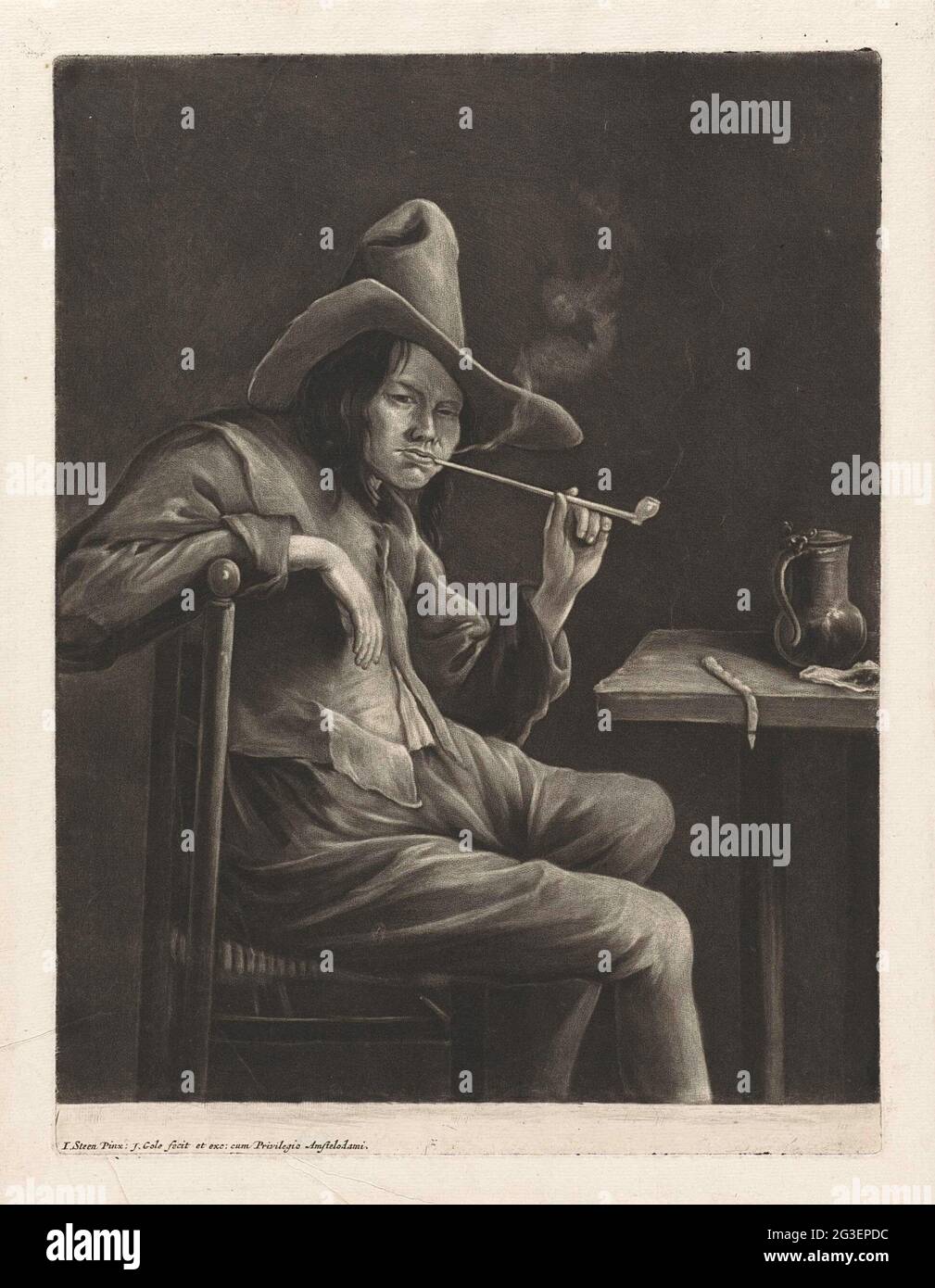De smell: Piping man; The five senses. The sense of sense. A man smokes ...