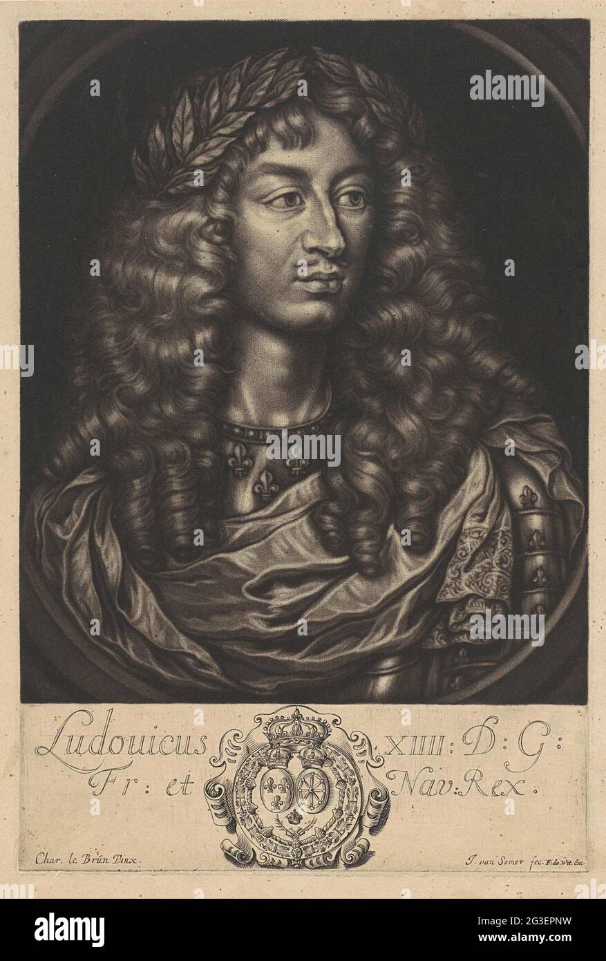 Portrait of Louis XIV, king of France. Louis XIV, king of France, in a ...
