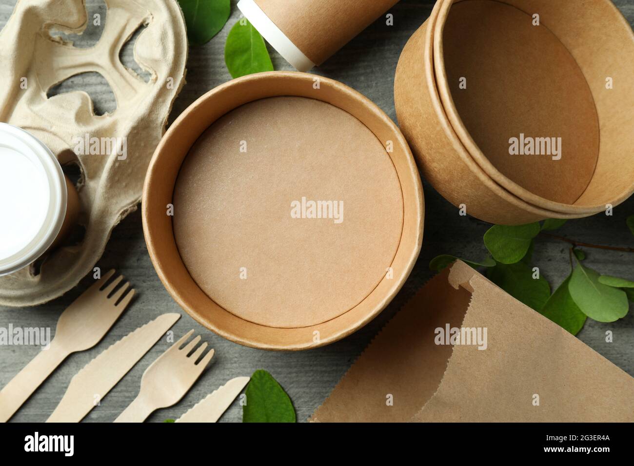 Eco friendly zero waste concept on gray textured background Stock Photo ...