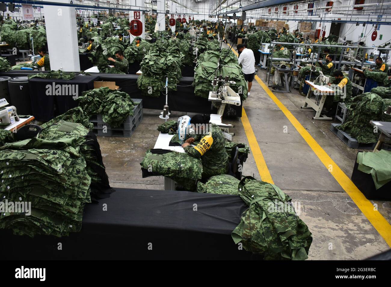 Non Exclusive: MEXICO CITY, MEXICO - JUNE 15: A military manufactures ...