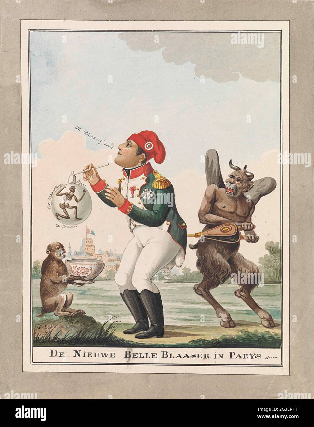 Napoleon as a bubble blower, 1815; The new Belle Blaaser in Paris ...