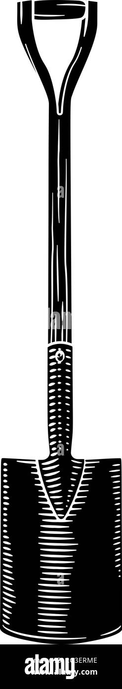 Garden Tool Gardening Spade Woodcut Vintage Style Stock Vector Image ...