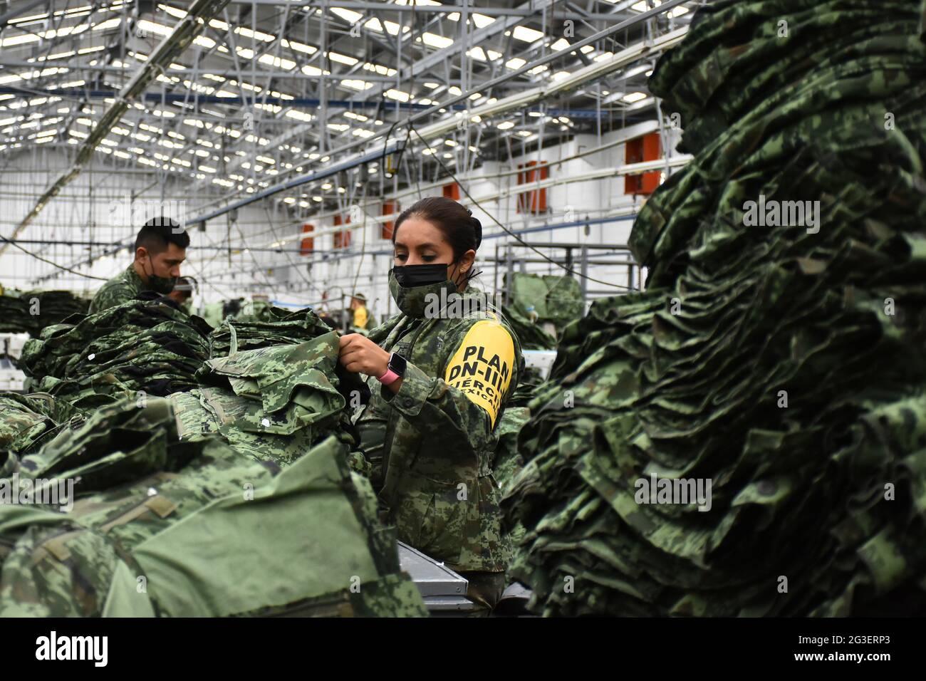 Non Exclusive: MEXICO CITY, MEXICO - JUNE 15: A military manufactures ...