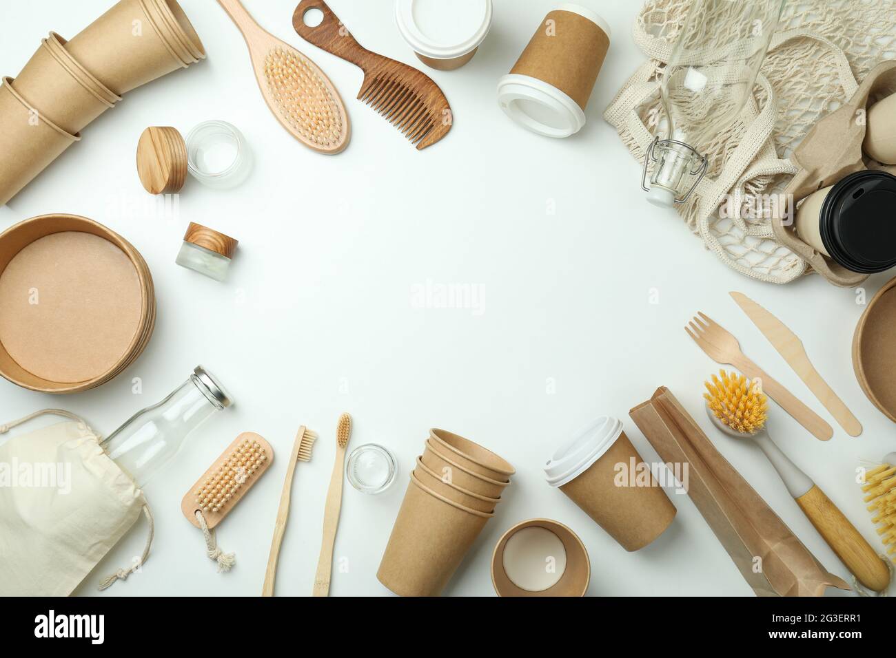 Eco friendly zero waste concept on white background Stock Photo - Alamy