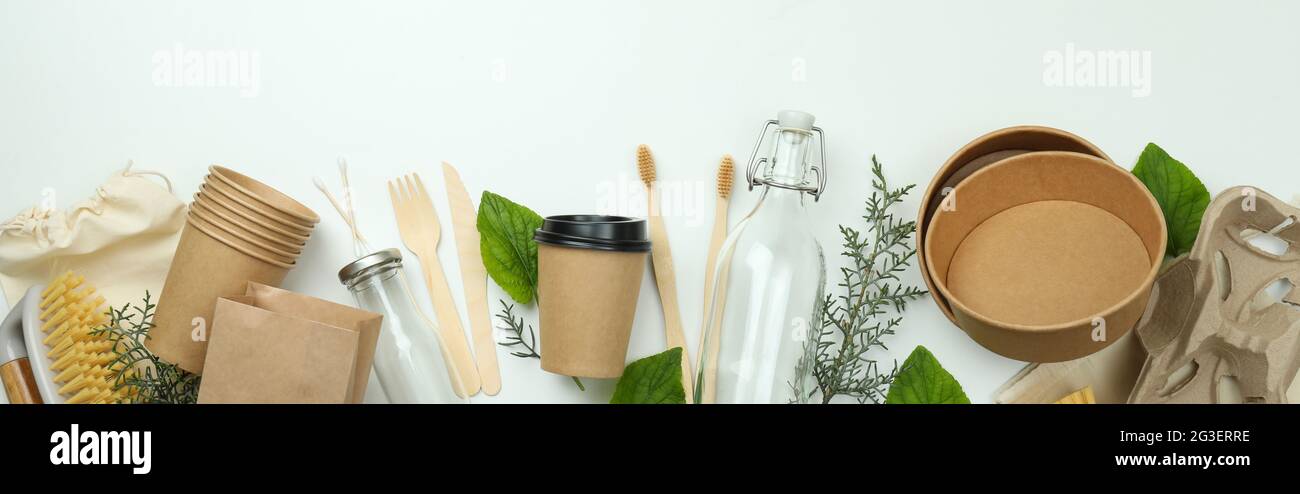 Eco friendly zero waste concept on white background Stock Photo - Alamy