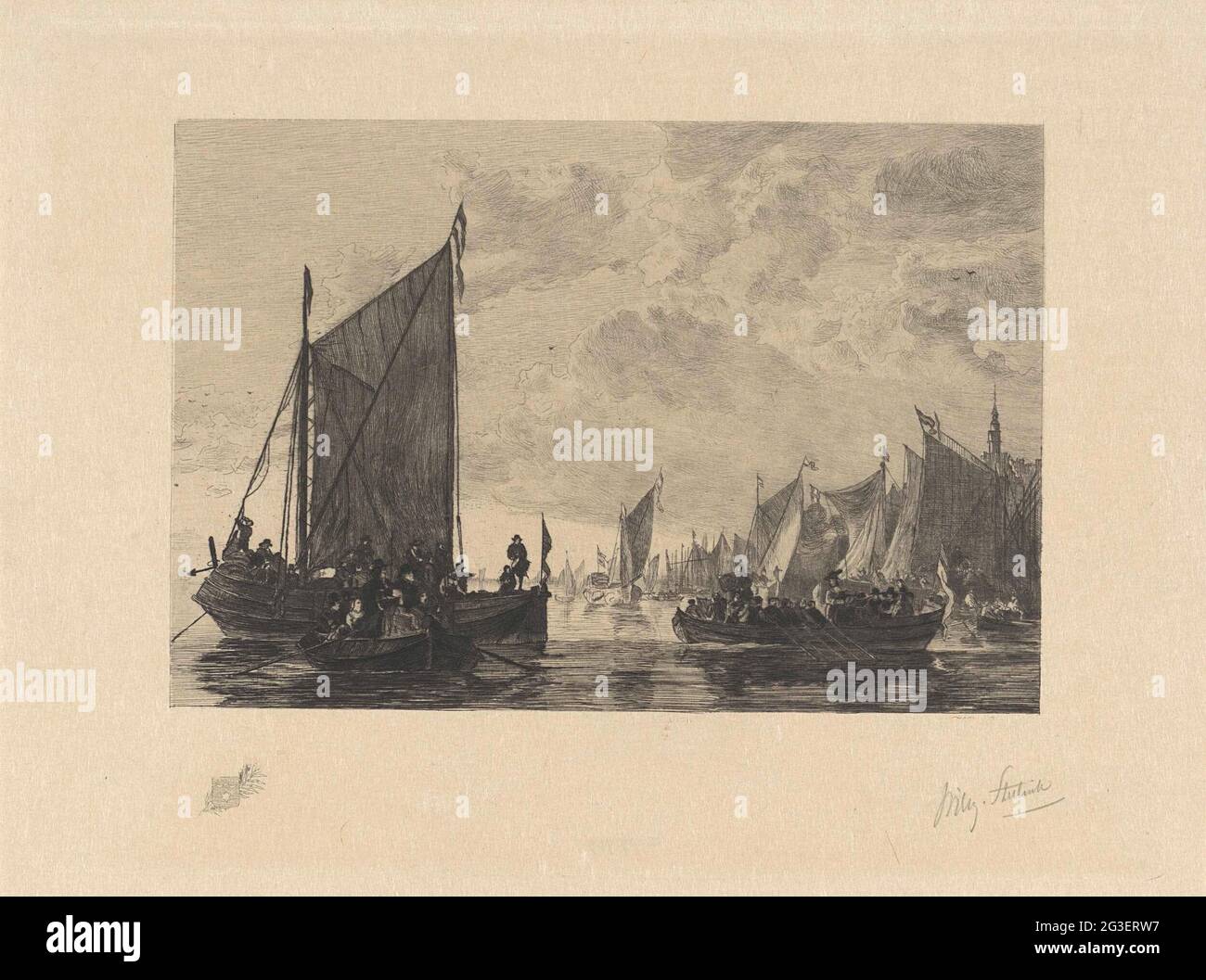 Maas face at Dordrecht. View of the Maas at Dordrecht. Different ...