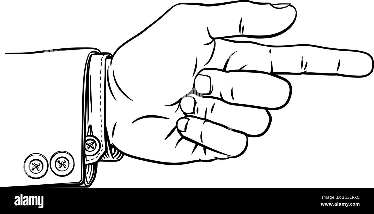 Hand pointing in right Black and White Stock Photos & Images - Alamy