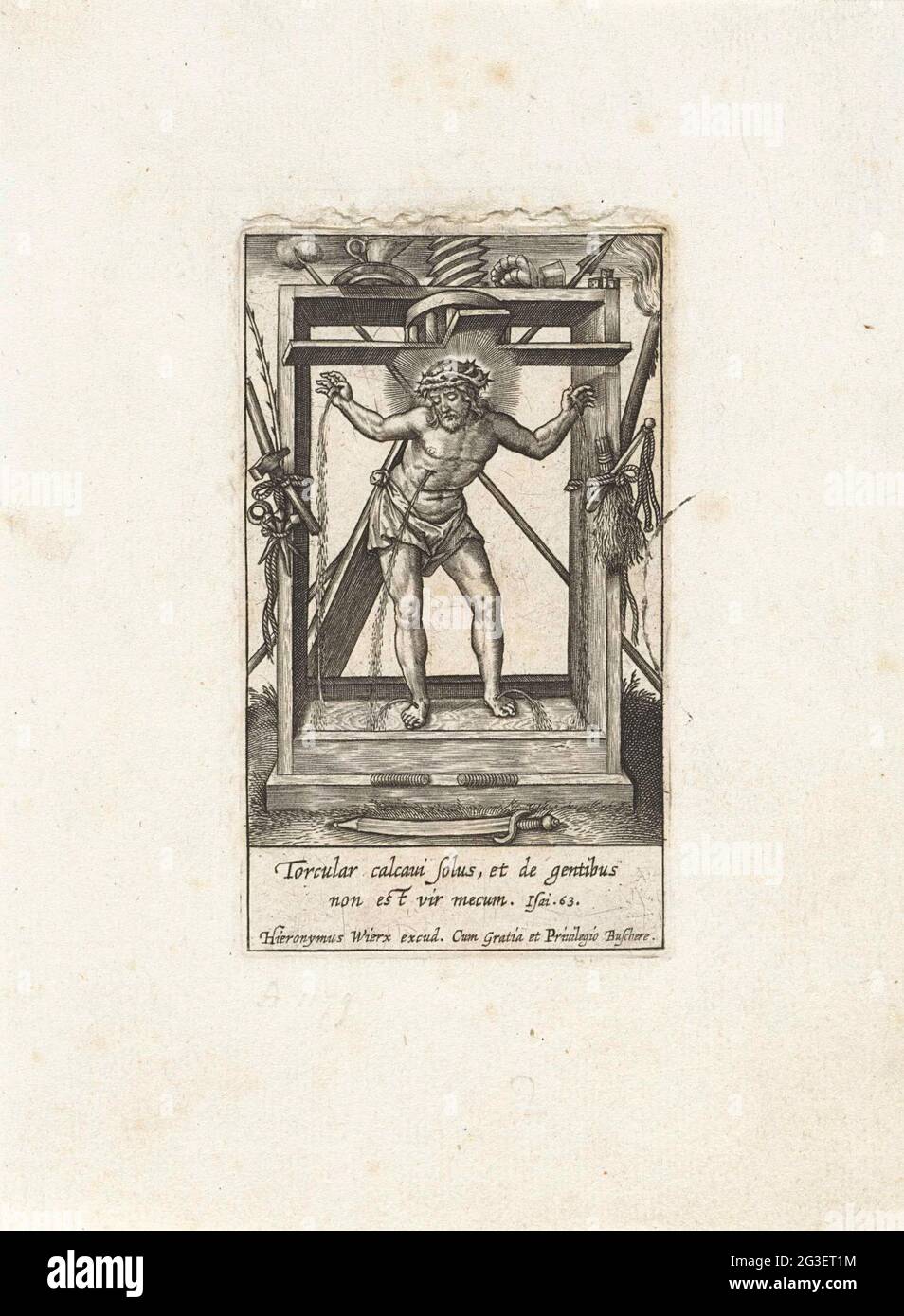 Christ in the wine press. Christ is suffering from a wine press, with ...