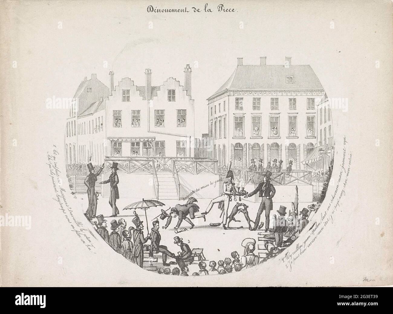 Cartoon at the music competition in Lille, 1829; Dénouement de la Piece ...