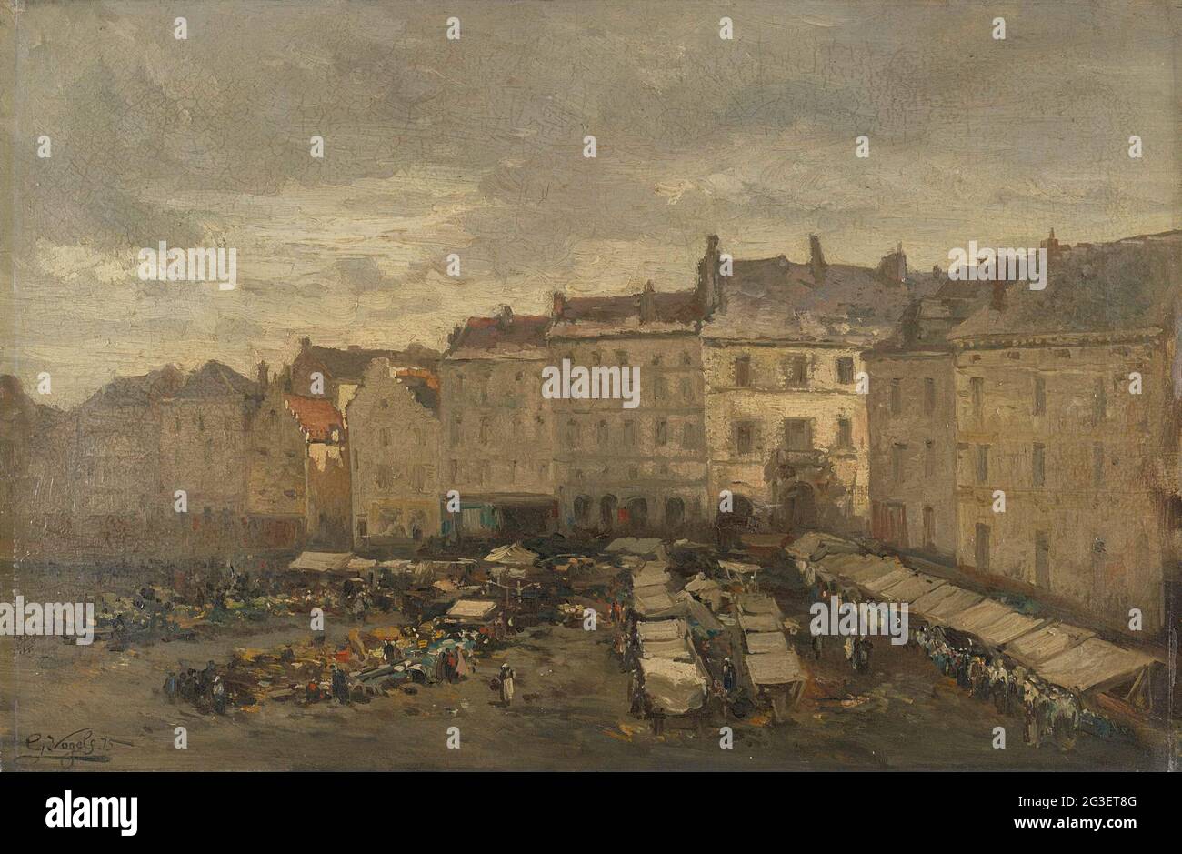 The Grote Zavel (Grand Sablon), Brussels. View of the market stalls on ...