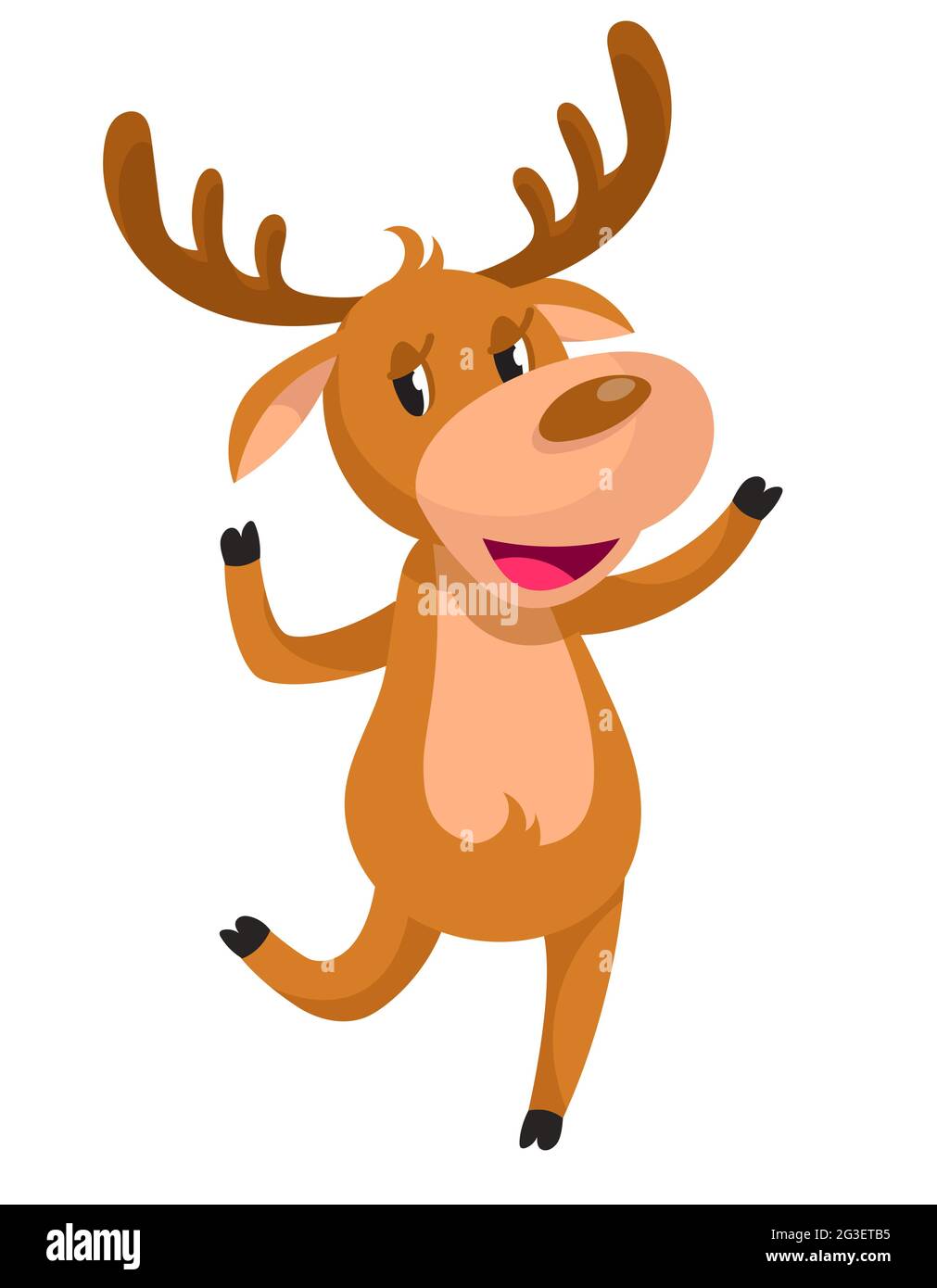 Dancing Christmas deer. Smiling character in cartoon style Stock Vector ...