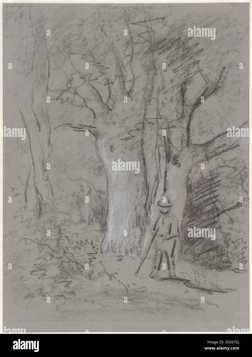 Man among trees in forest Stock Photo - Alamy