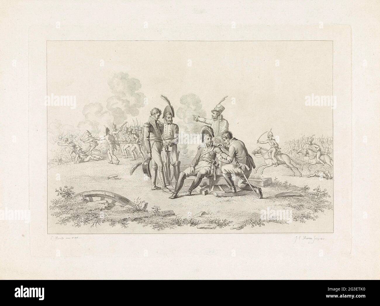 Prince of Orange is injured during the Battle of Waterloo, 1815. Willem ...