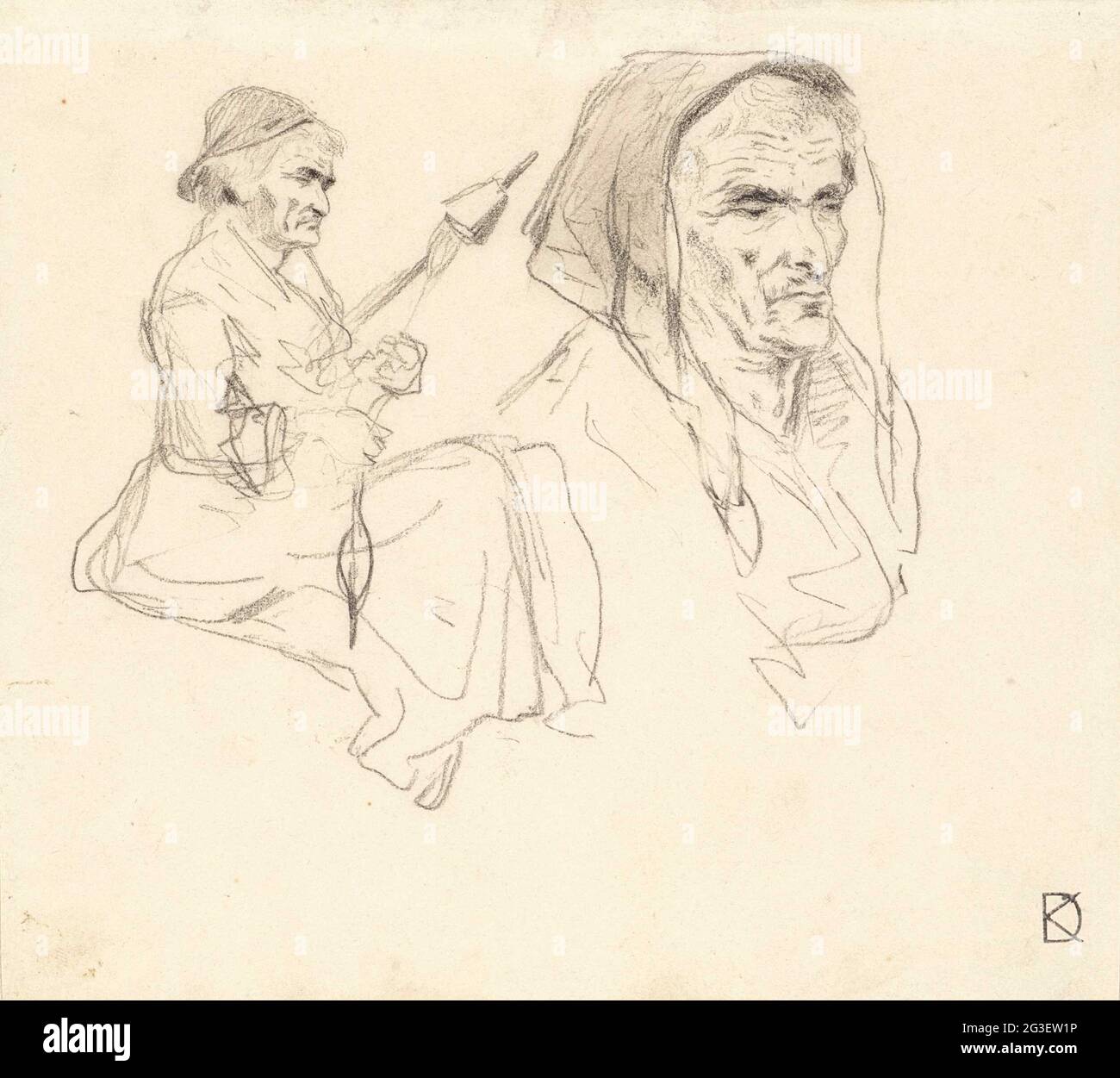 Two studies of a spinning woman Stock Photo - Alamy