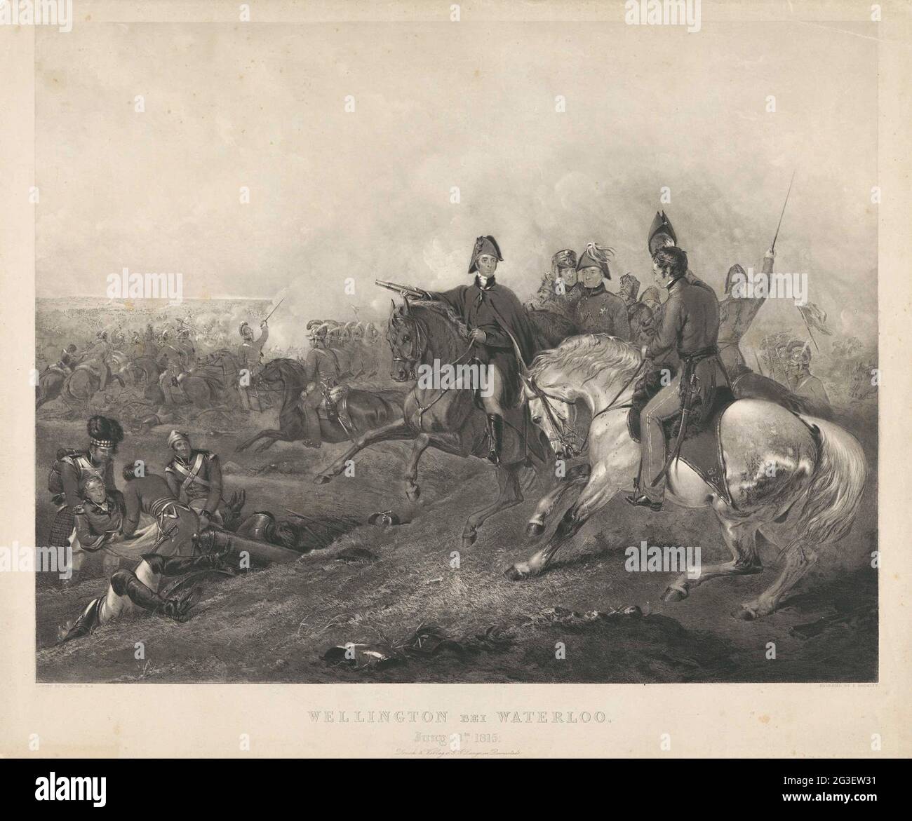 Wellington during the Battle of Waterloo, 1815; Wellington Bei Waterloo ...