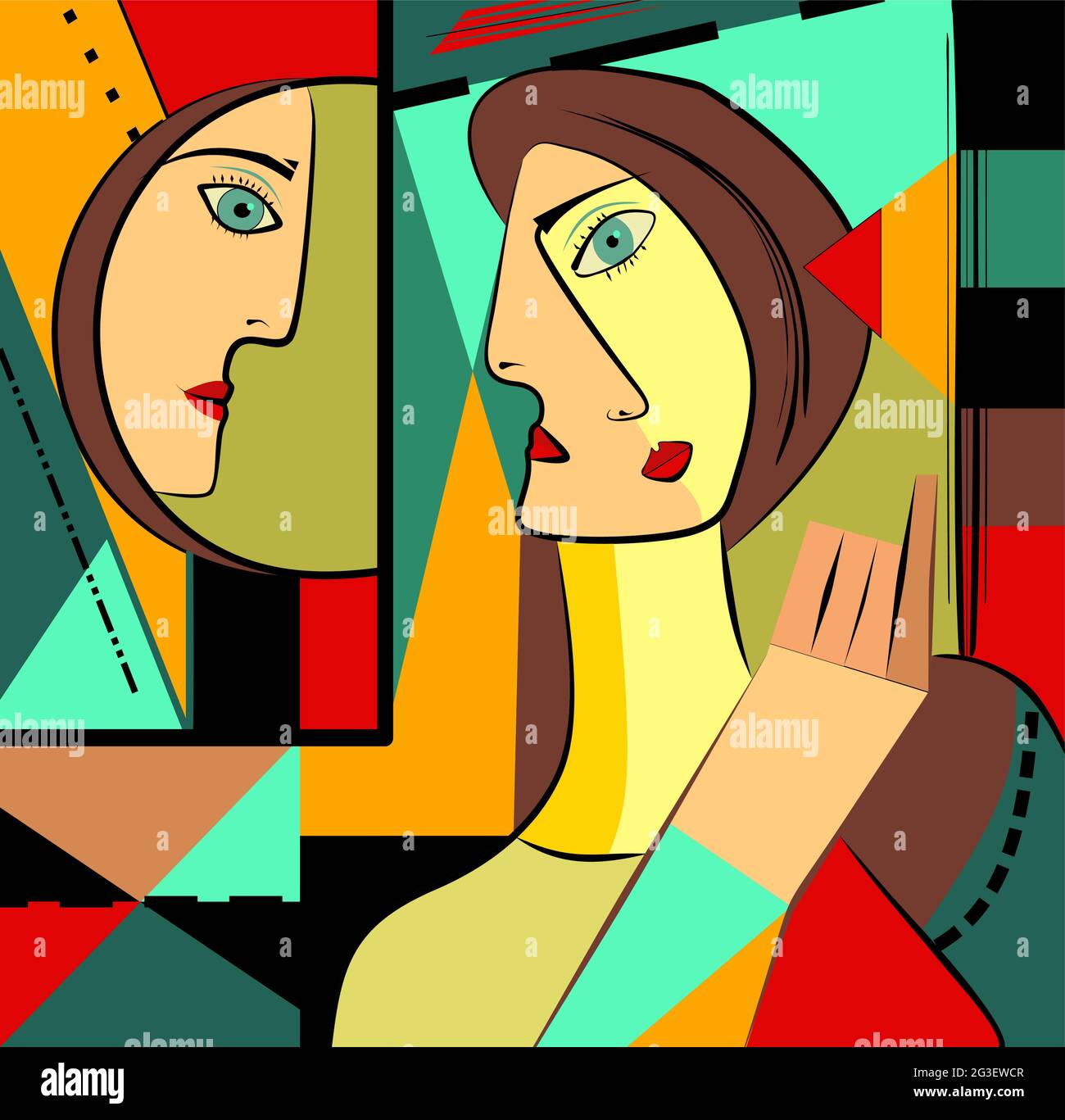 Colorful background, cubism art style,abstract portrait Stock Vector ...