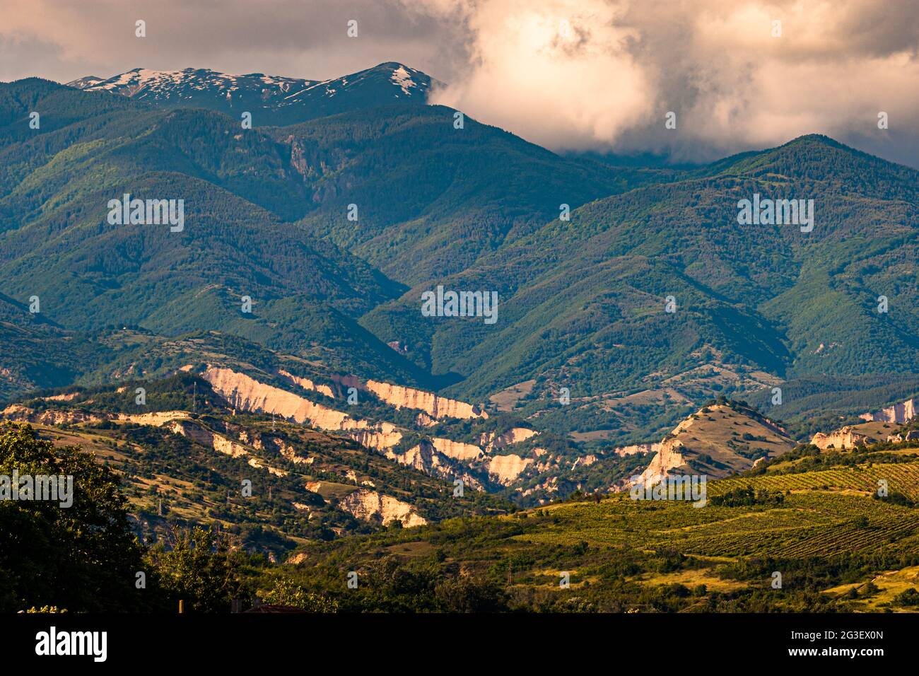 Melnik Earth Pyramids seen from Zornitza Family Estate. Lozenitsa ...