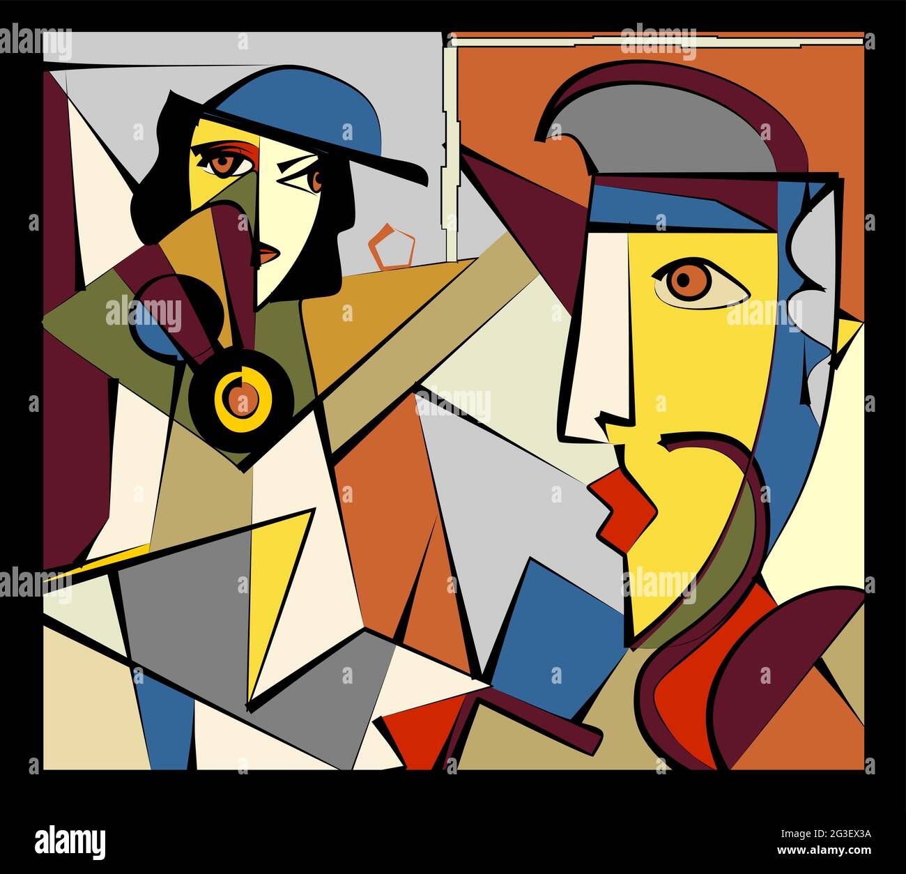 Colorful background, cubism art style,abstract portraits Stock Vector ...