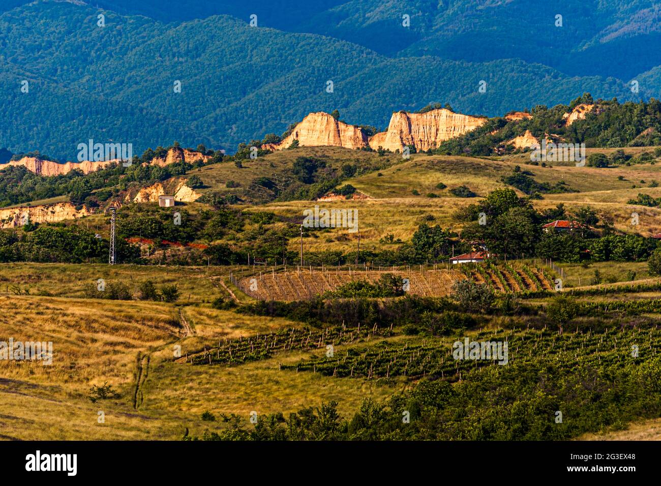 Melnik Earth Pyramids seen from Zornitza Family Estate. Lozenitsa ...