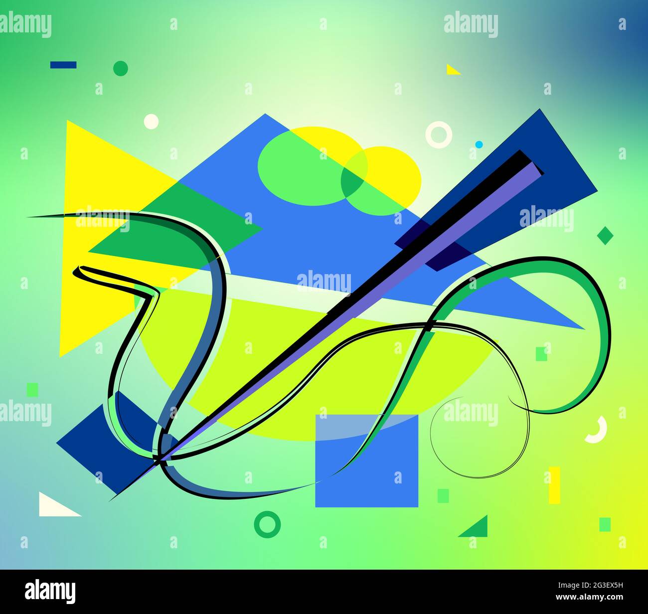 Abstract blue background ,fancy geometric and curved colorful shapes ...