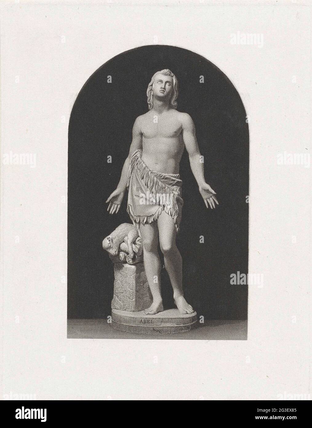 Abel. Statue of Abel. The lamb lies on a firefighter next to him Stock ...