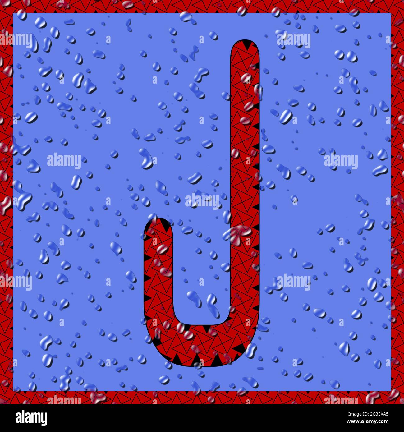 graphic with the OCR uppercase character J as red monogram with blue ...