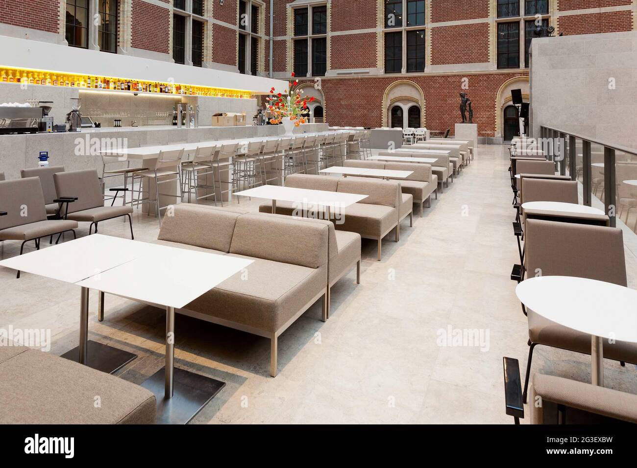 The cafe in the eastern atrium. Overview of the café just before the ...