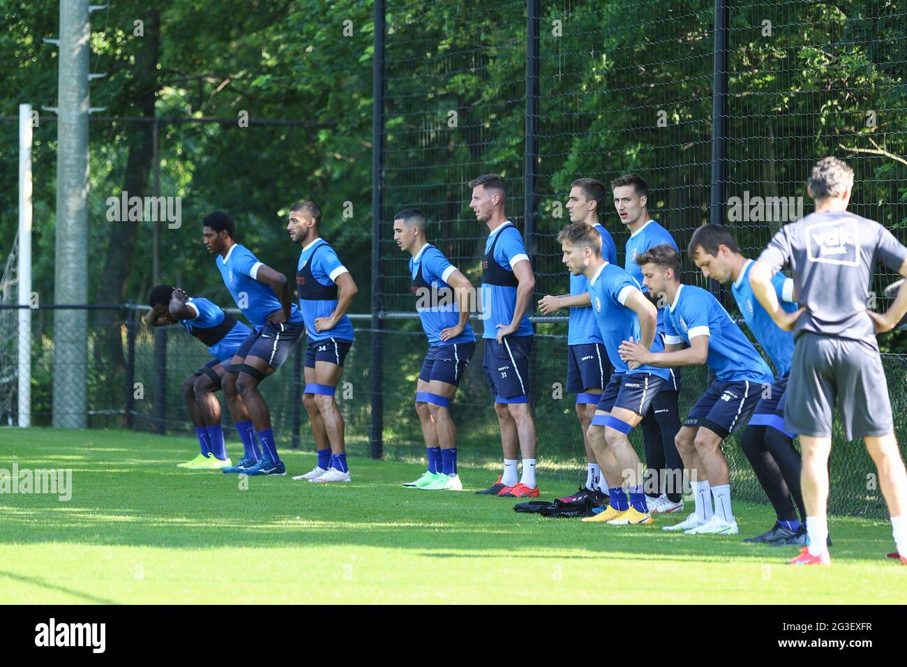 Gent's players pictured in action during the first training session of ...