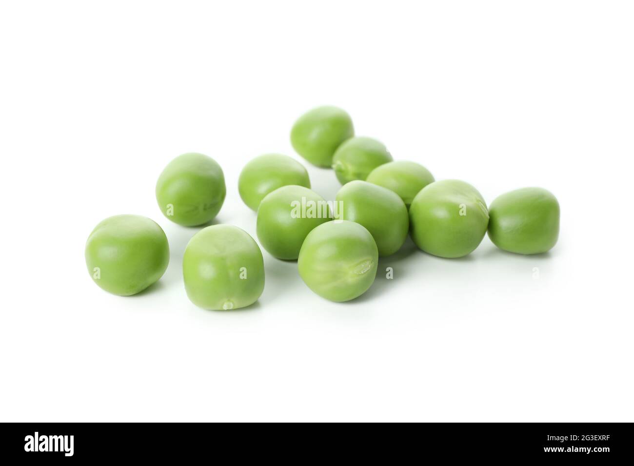 Green pea seeds isolated on white background Stock Photo - Alamy
