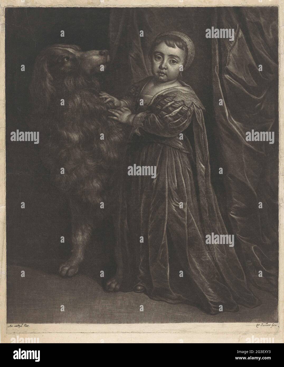Portrait of Charles II as a child with dog. Karel Stuart, Prince of ...