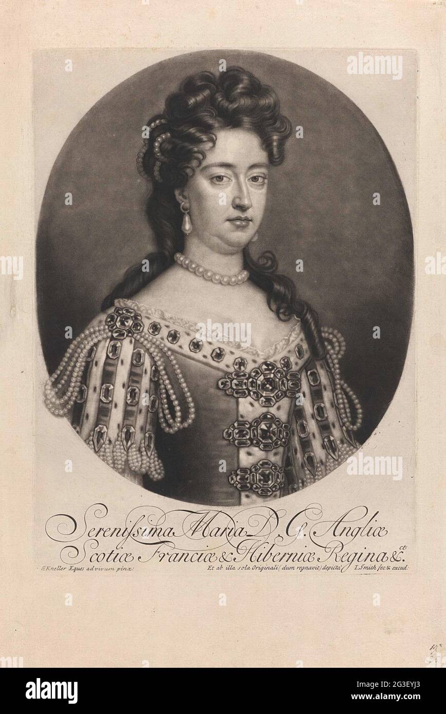 Portrait of Maria II Stuart. Portrait of Maria II in an oval. In the ...