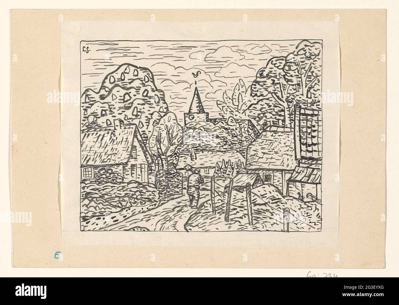 Village view. Design for a print Stock Photo - Alamy