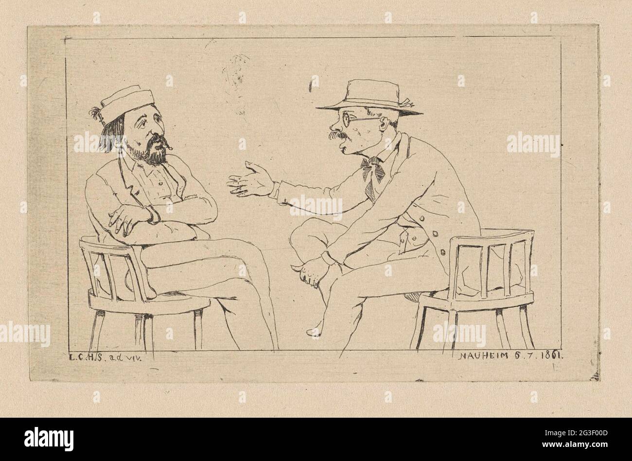 Two seated men in conversation Stock Photo - Alamy