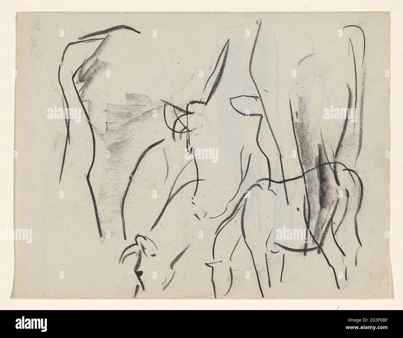 Sketch of cows and a horse Stock Photo - Alamy