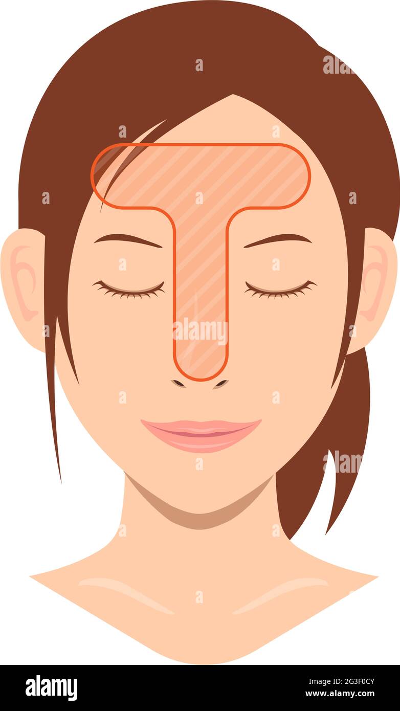 Vector illustration of T-zone of female face Stock Vector Image & Art ...