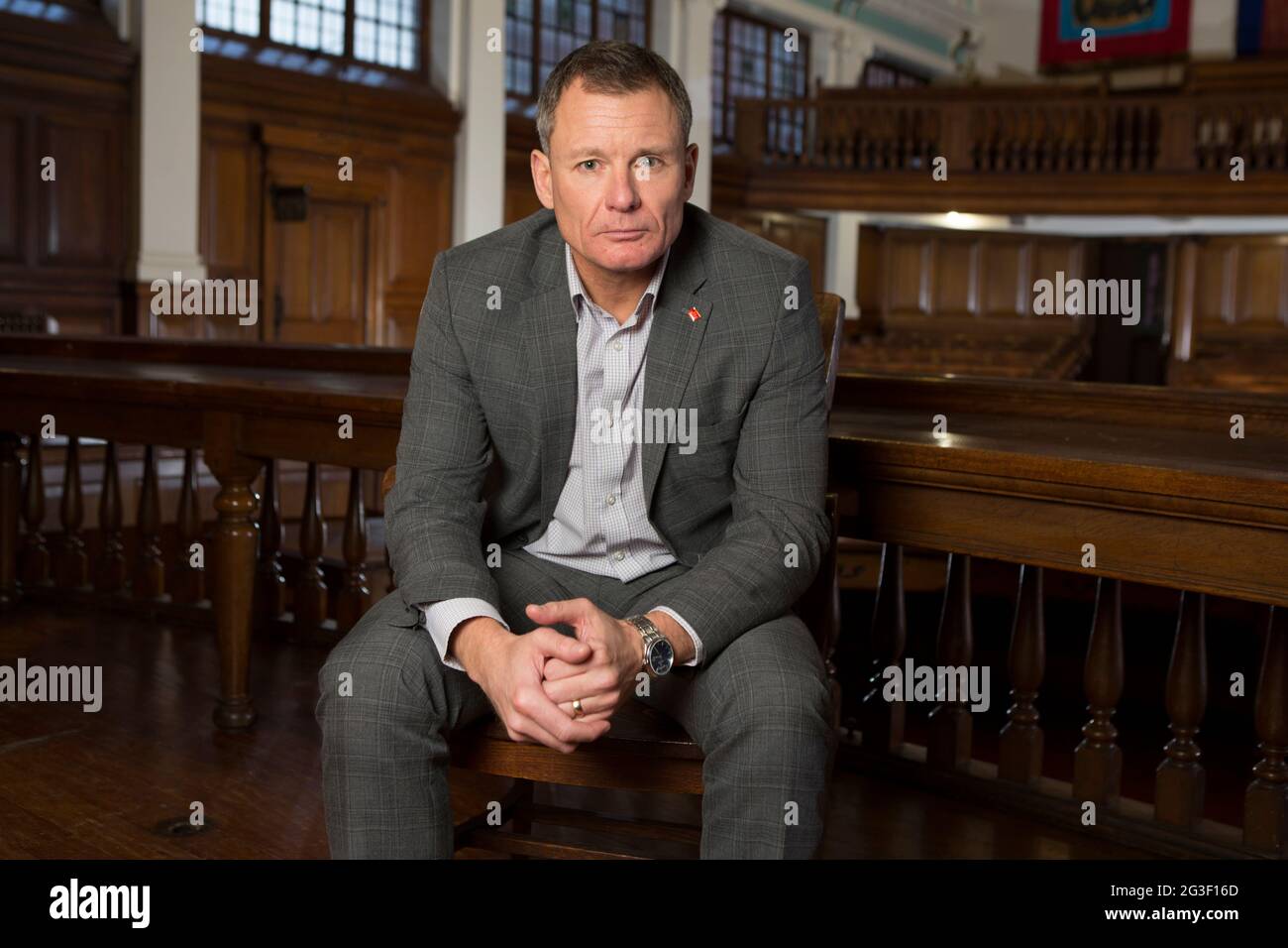 Stephen Guy (Chair of the DMA) photographed in the Durham Miners Hall ...