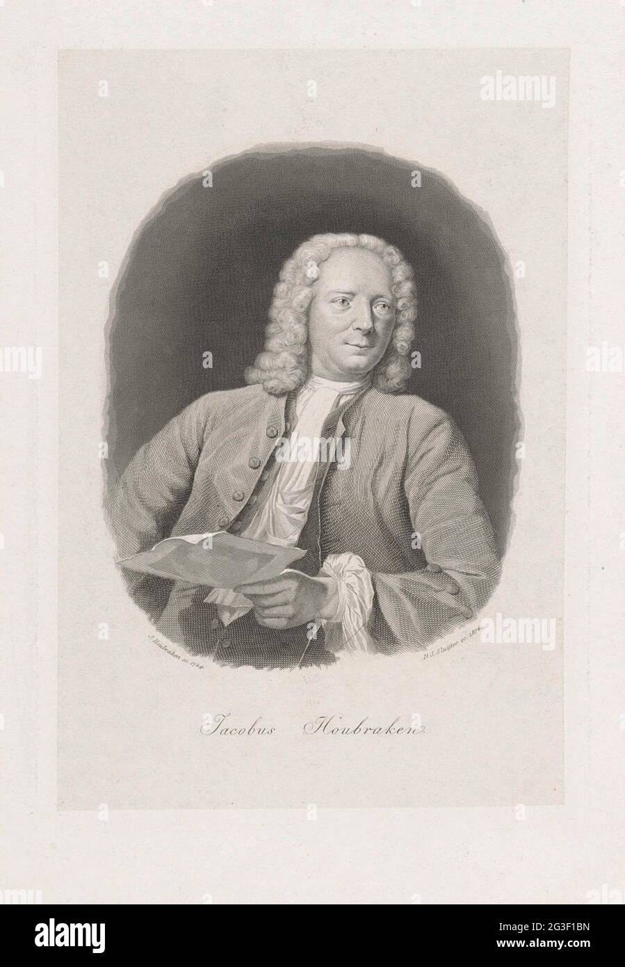 Portrait of Jacob Houbraken. Portrait of the print maker and draftsman ...