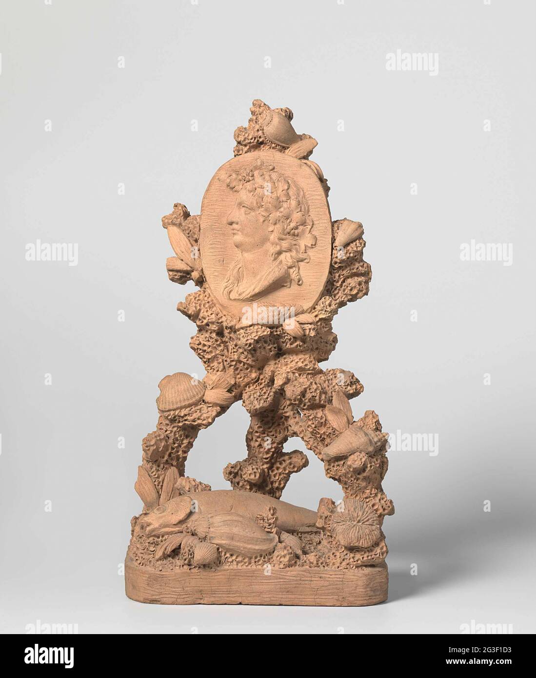 Medallion portrait of a man, on imitation rock calices standard Stock ...