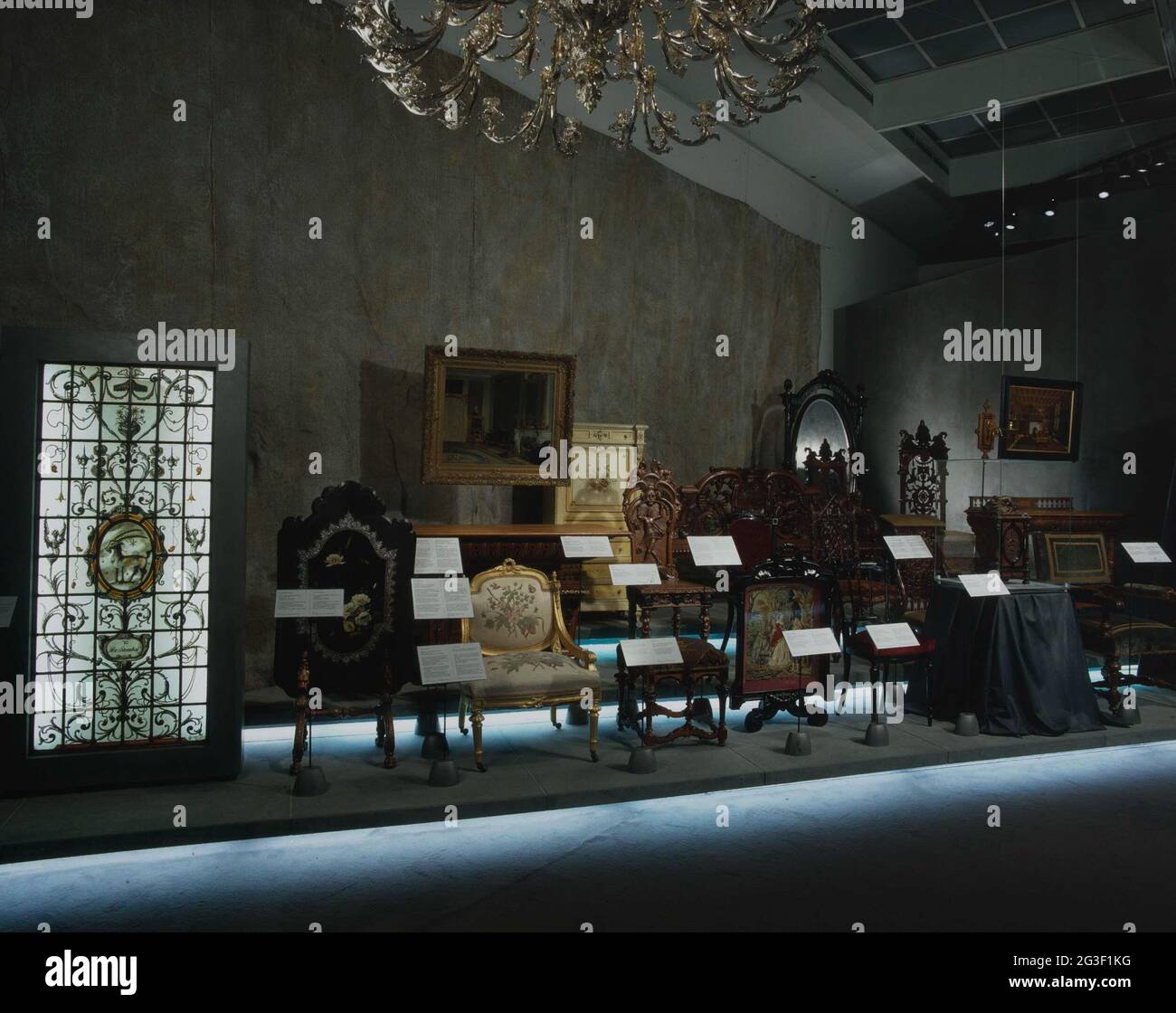 Arrangement of furniture in various combined neo styles with text ...