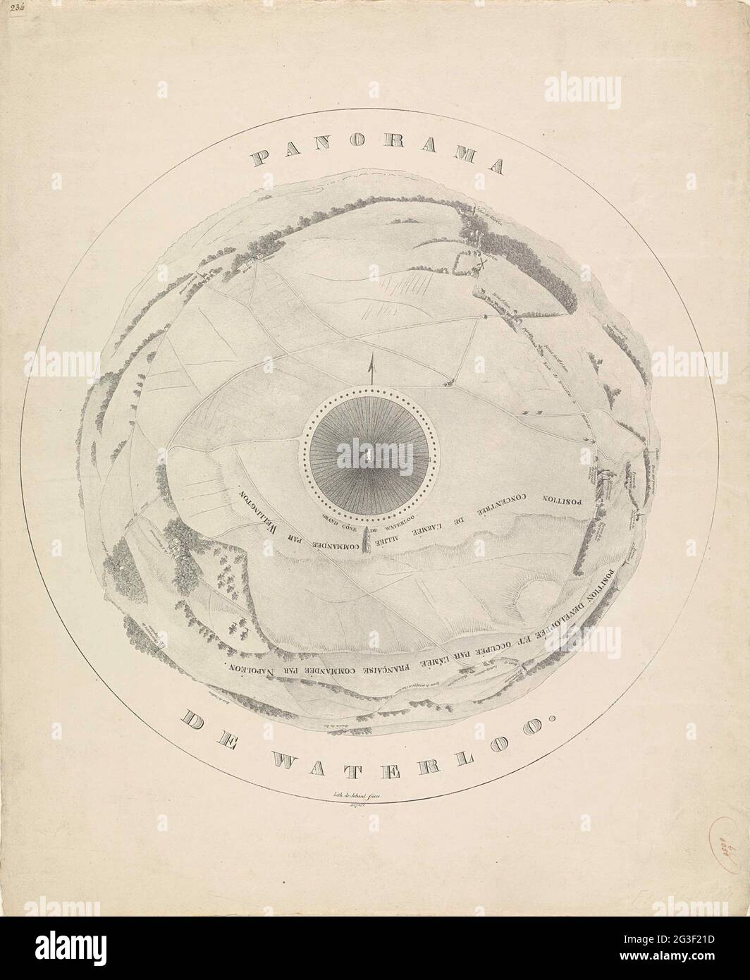 Panorama of the grounds of the battlefield of Waterloo, 1815; Panorama ...