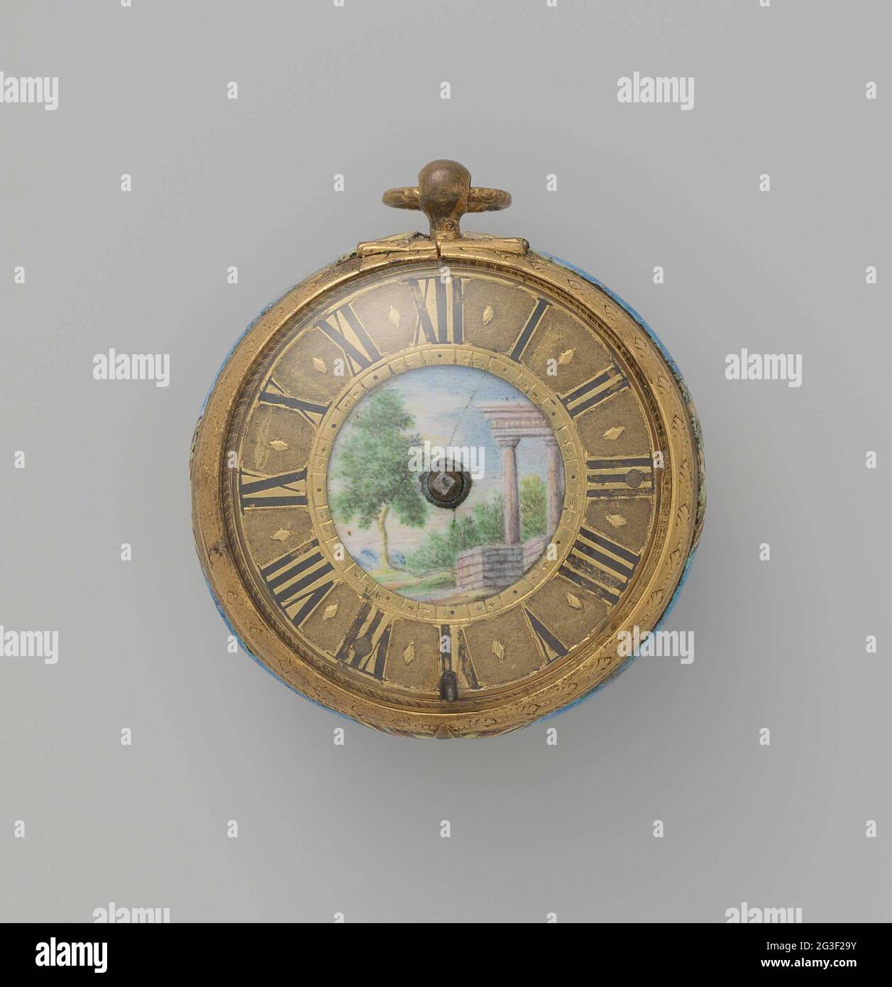 Watch with the holy family with John the Baptist. Gold watch, with an ...