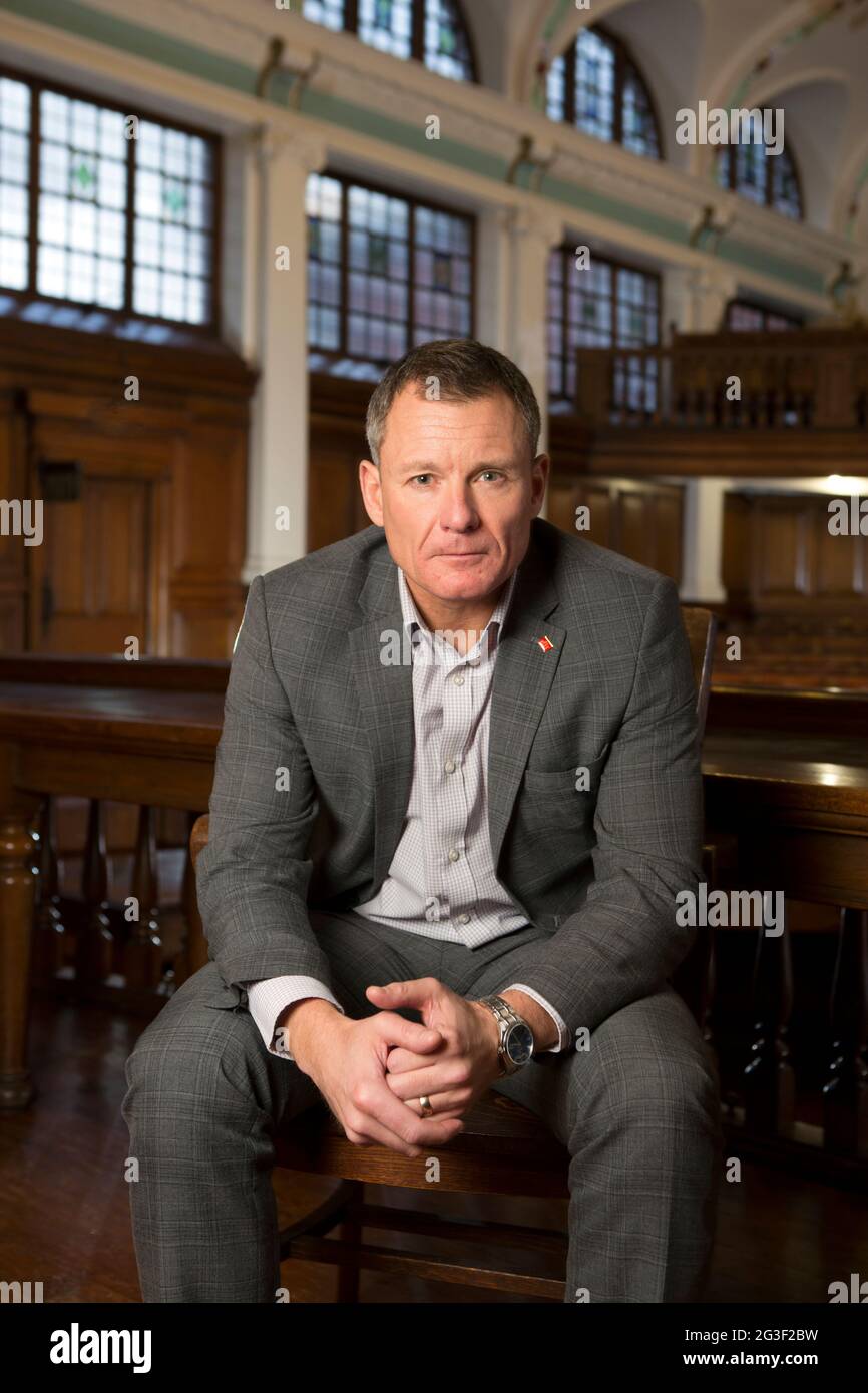 Stephen Guy (Chair of the DMA) photographed in the Durham Miners Hall ...