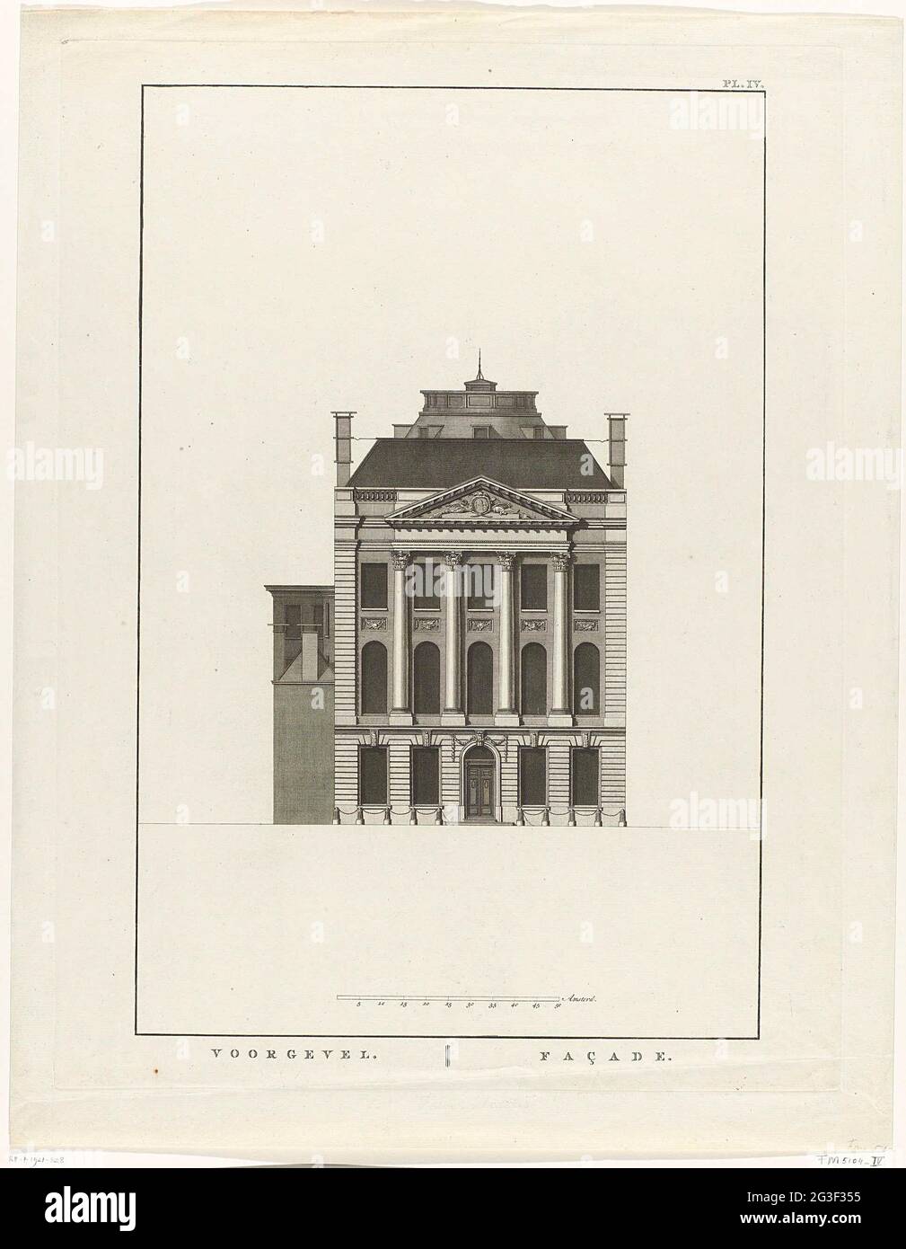 Facade of Felix Meritis in Amsterdam (pl. IV); Facade / façade; Ground ...