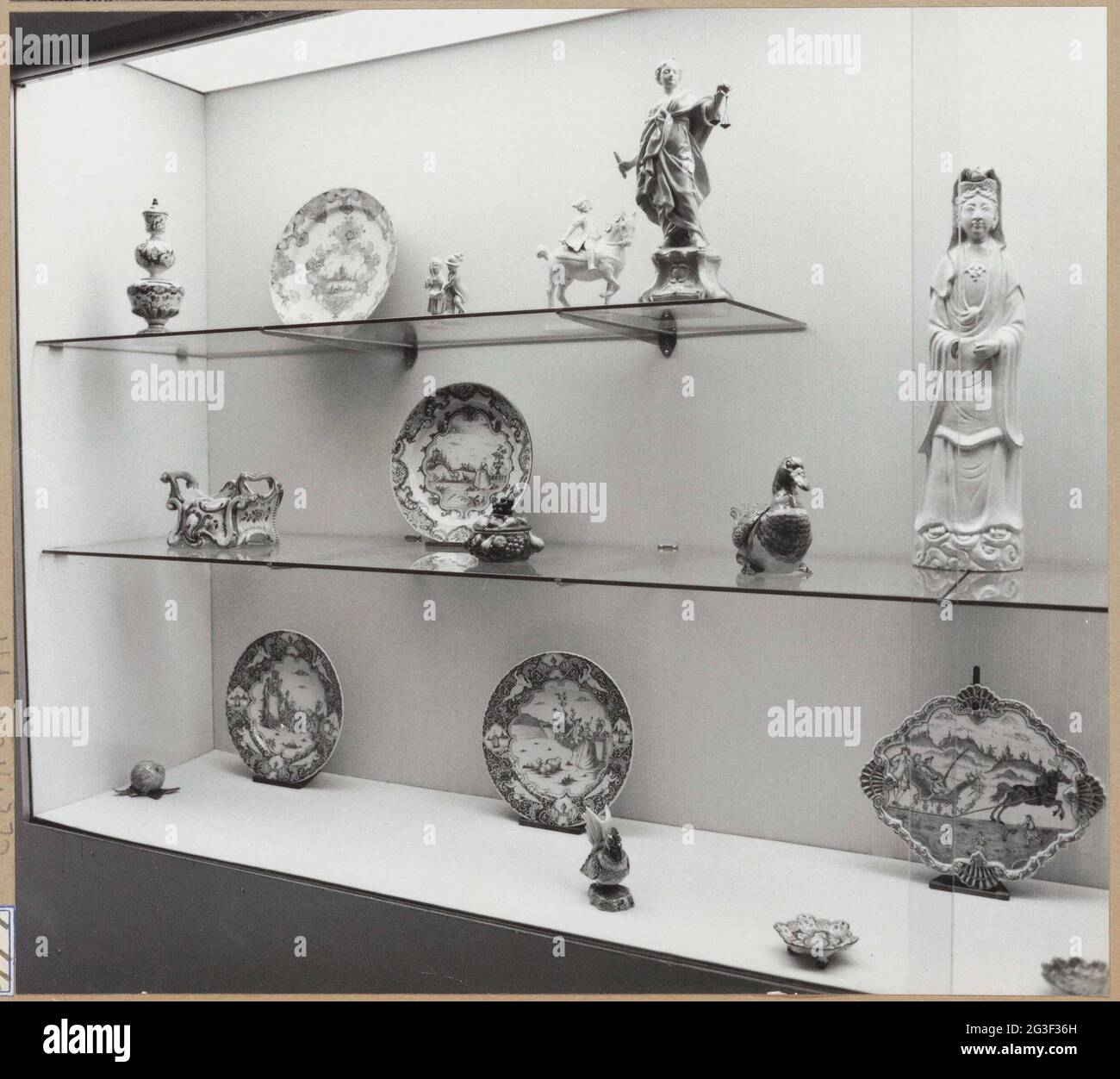 Left part of a display case with objects of ceramics; Arts and crafts ...