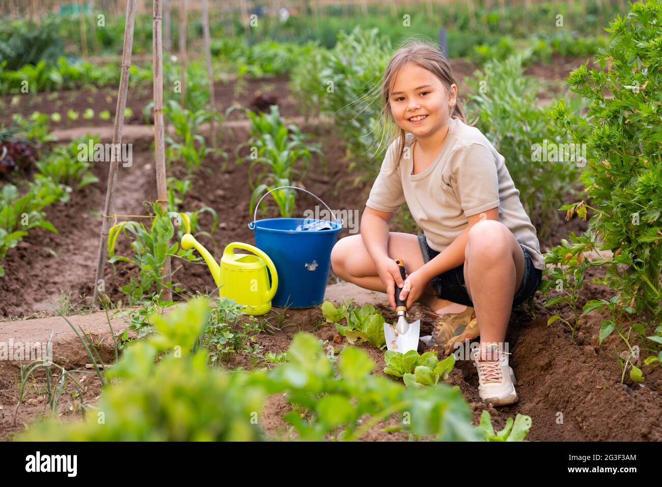 Child working american farm hi-res stock photography and images - Alamy