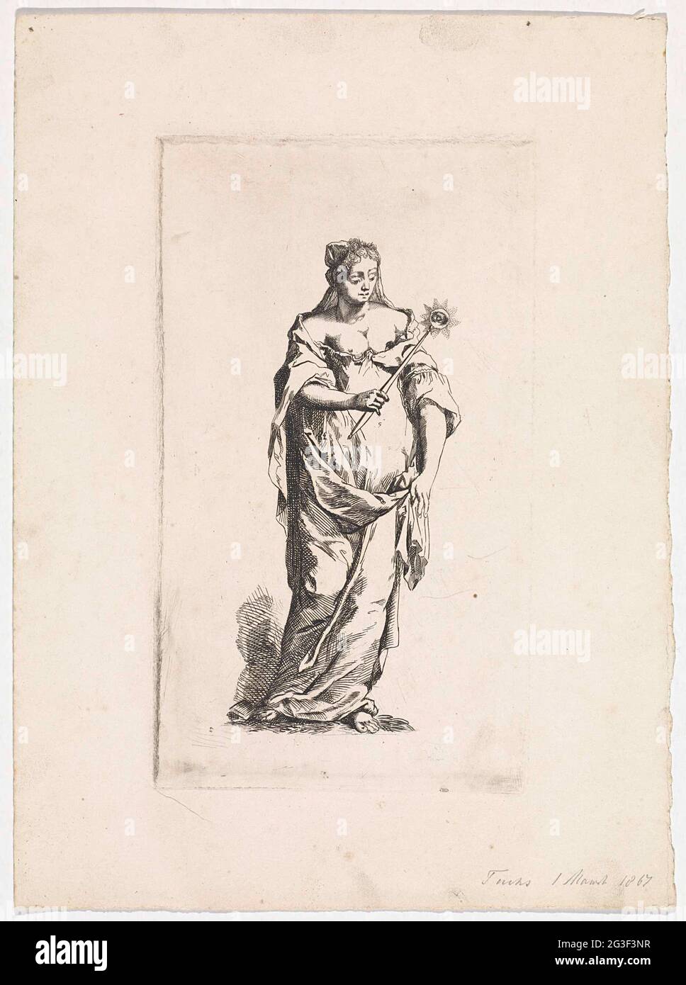 Personification of science. A woman's figure as a statute of science ...