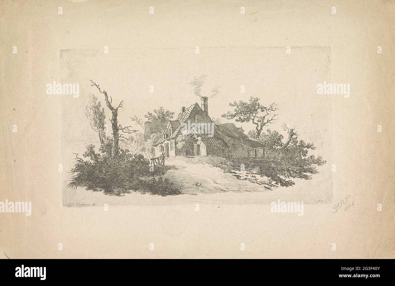 House surrounded by trees and shrubs Stock Photo - Alamy